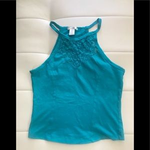Bozzolo | Tops | Bozzolo Crop Top Sleeveless High Neck Blue Small ...